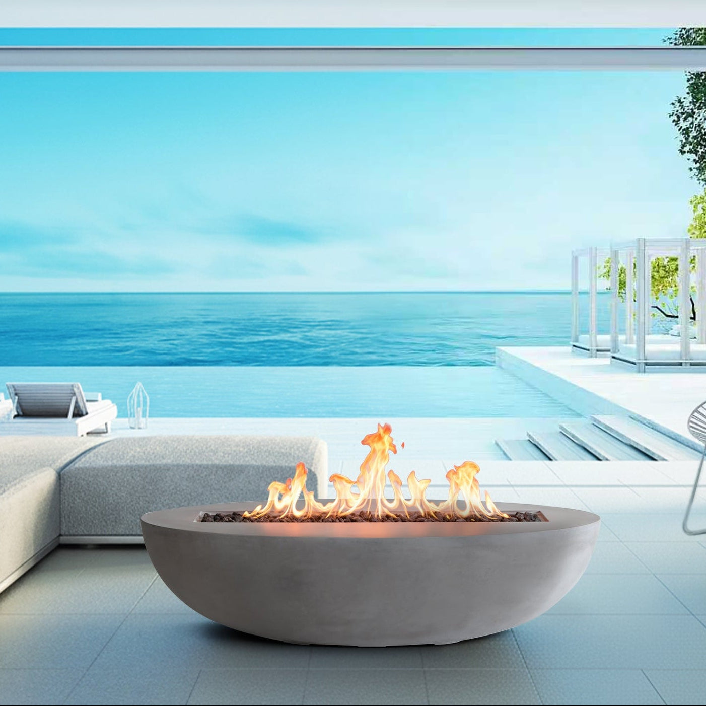 Oasis Concrete Gas Fire Pit with Timer | Pyromania Fire